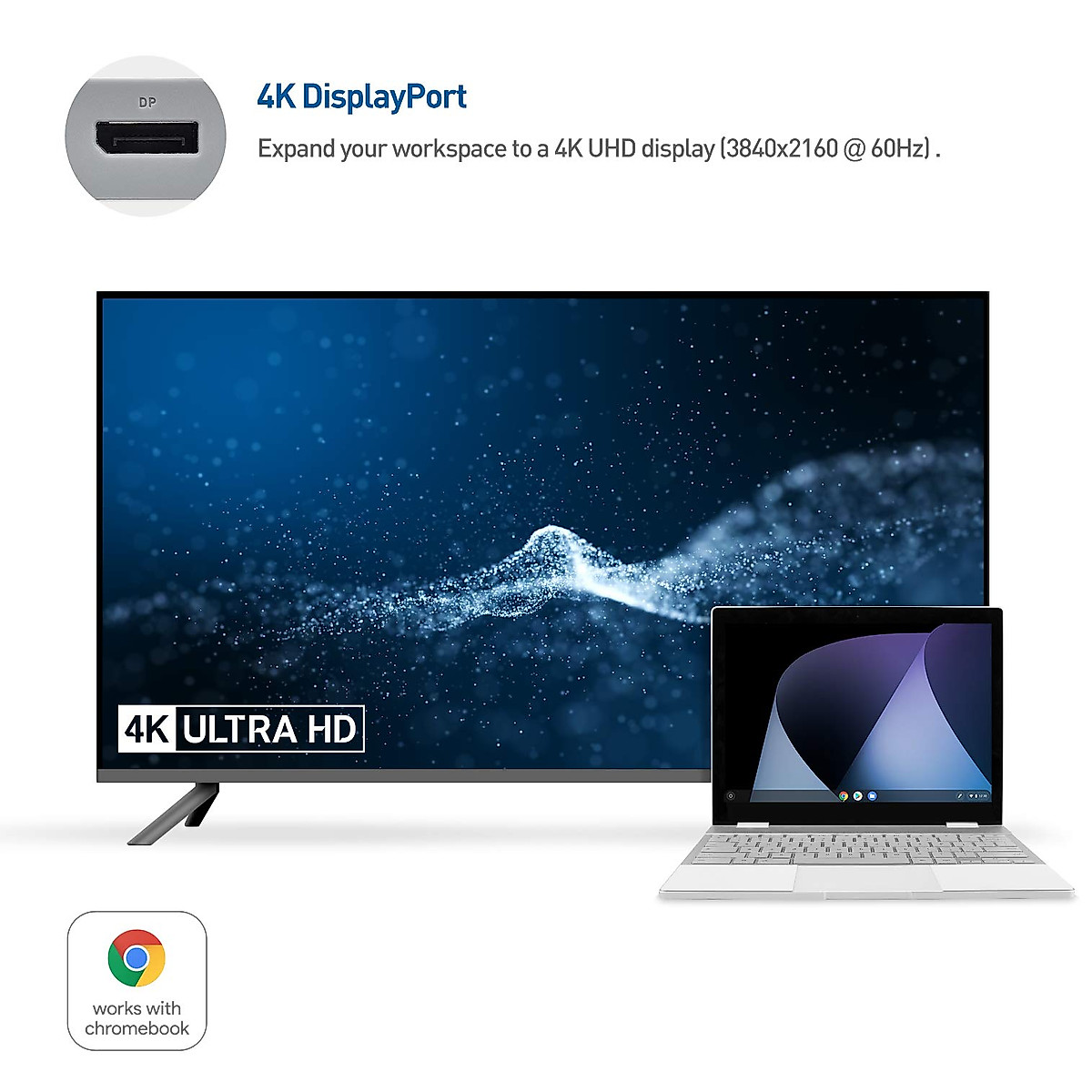 [Works with Chromebook Certified] Cable Matters USB C Hub Multiport Adapter with 4K DisplayPort, 2X USB 2.0, 100Mbps Fast Ethernet, and 60W PD