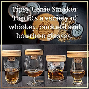 Tipsy Genie Alcohol Infuser Cocktail Smoker Kit with Four Wood Chips for Whiskey, Bourbon, and Cocktails. Old Fashioned Drink Smoker Kit., 6.5x6x2.5