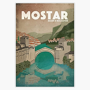 Mostar Vintage Travel Poster Bumper Sticker Vinyl Decal 5"
