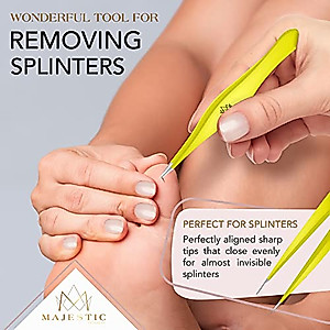 Majestic Bombay Fine Point + Slant Tweezers for Women and Men – Splinter Ticks, Facial, Brow and Ingrown Hair Removal–Sharp, Needle Nose, Surgical Tweezers Precision best tweezers for chin hair