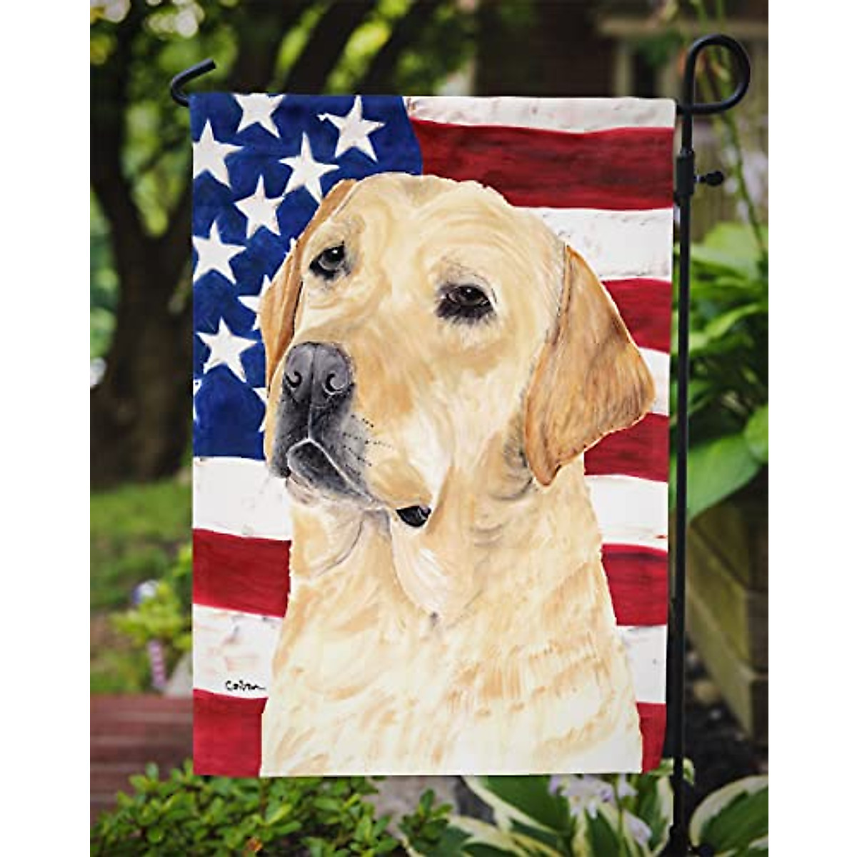 Caroline's Treasures SC9018GF USA American Flag with Labrador Flag Garden Size, Garden Size, multicolor