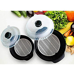 Multi-Propose Microwave Steamer 40.5 fl.oz. 18.5 fl.oz. BPA free Pack of 2 Made in Korea (Medium, Black)