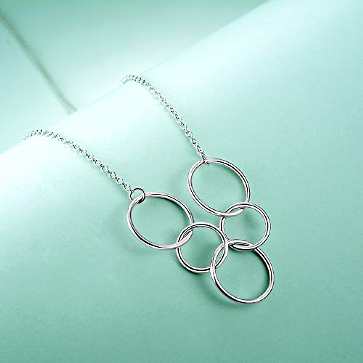 SOULMEET 50th Birthday Gifts Necklace for Women, Sterling Silver Five Circles Necklace for Her 5 Decades Jewelry Gift 50 Years Old
