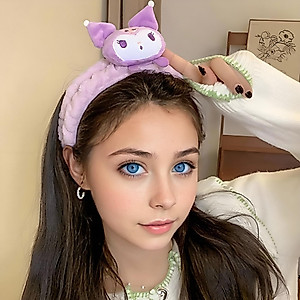 SMAROICE Kawaii Kuromi Gift Set including Cute Headbands Hair Tie Cosmetic Pouch Stickers Keychain Bracelets Necklaces