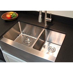 Dowell 10" Deep Apron Front Farmhouse Undermount Double Bowl 35-7/8x20-3/4 Stainless Steel Kitchen Sink (16 Gauge, 6008 3620D)