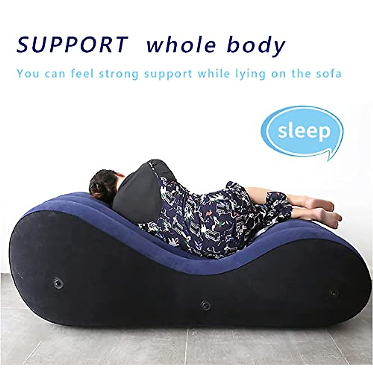 ptlsy Inflatable Chair for Adult, Lounge Chair with Household Air Pump, S-Shape Air Sofa Inflatable Couch, Inflatable Lounge Sofa Deck Chair Multi-Function for Indoor Livingroom Bedroom (Blue)