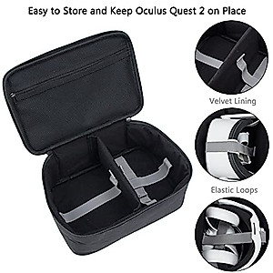 KISLANE Soft Carrying Case Compatible with Oculus Quest 2 VR, Carrying Case for Oculus Quest 2 Headset Fits for Travel, Home, Outdoor, Large Size Compatible with Elite Strap(Black-Large)