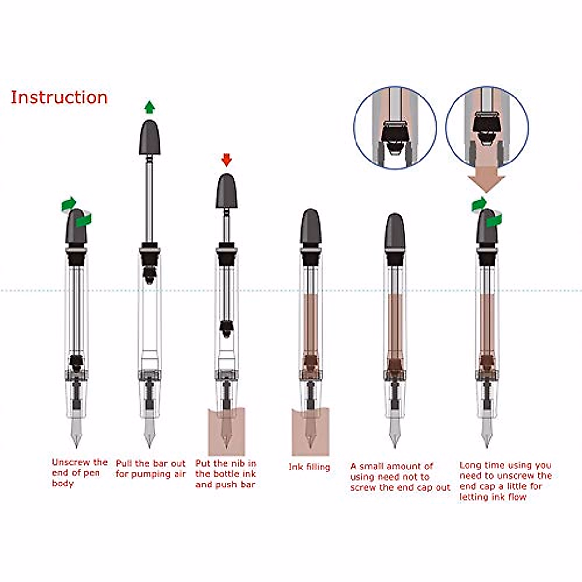 czxwyst 699 Negative Pressure Vaccum Filling Fountain Pen Original Box (Black with Golden Clip and Solid Grip, Medium Nib 0.7mm)