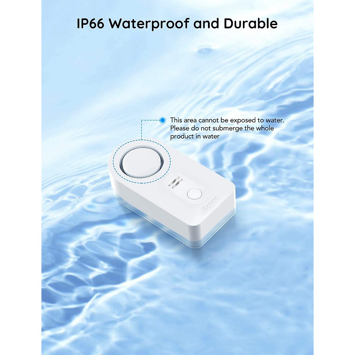 Govee WiFi Water Sensor, 100dB Adjustable Audio Alarm and Smart App Alerts, Leak and Drip Alert with Email, Detector for Home, Basement(Not Support 5G WiFi)