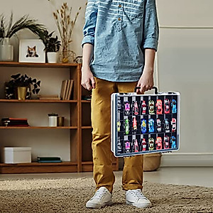 FULLCASE Toys Organizer Storage Compatible with Hot Wheels Car, Container for Matchbox Cars, Mini Toys, Small Dolls, Double Sided Carrying Box for Hotwheels Car- 48 Compartments(Box Only) Black