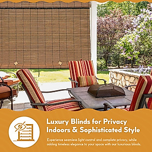 Radiance Core Free Bamboo Shades for Porch, Patio & Sunroom - Imperial Matchstick Bamboo Blinds for Light Filtering - Roll-Up Bamboo Blinds for Outside Mount - Brown - 60" x 72" - (1108119)