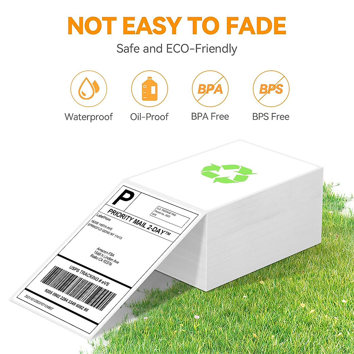 LabelMore 4x6 Thermal Shipping Labels, 2000 Fanfold Thermal Printer Labels with Perforations, White Mailing Postage Labels Compatible with Rollo, Zebra Thermal Printer, Smoothly Printing