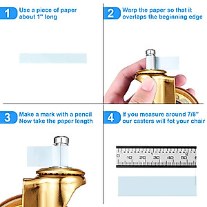 Office Chair Wheels Replacement,(Set of 5) 2.5'' Office Caster Wheels Smooth Rolling Heavy Duty Casters Safe for All Floors Including Hardwood - Universal Stem 7/16 Inch, Gold