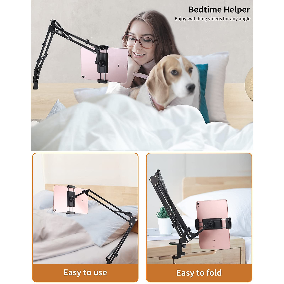 LILANZo Tablet Stand & Phone Holder, Adjustable Stand for 4.6-12.9'' Devices, Compatible with iPad, iPhone, Kindle, Fire HD, Nintendo Switch, Samsung, GoPro etc.