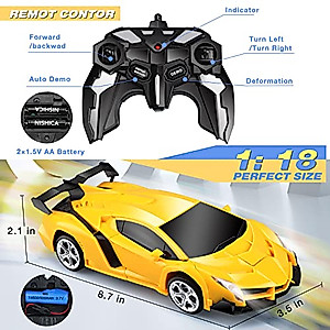 Remote Control Car Toys - Transforming RC Cars for Kids & Boys Toys - One Button Transformation and 360 Degree Rotating Drifting - Gifts for Boys and Girls