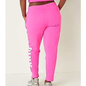 Victoria's Secret Women's Pink Logo Fleece Jogger Sweatpants, Pink, XL