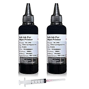 Aomya Pigment Black Ink Refill Kit Premium Ink Refill for HP Canon Epsn Brother Inkjet Printers with Syringe