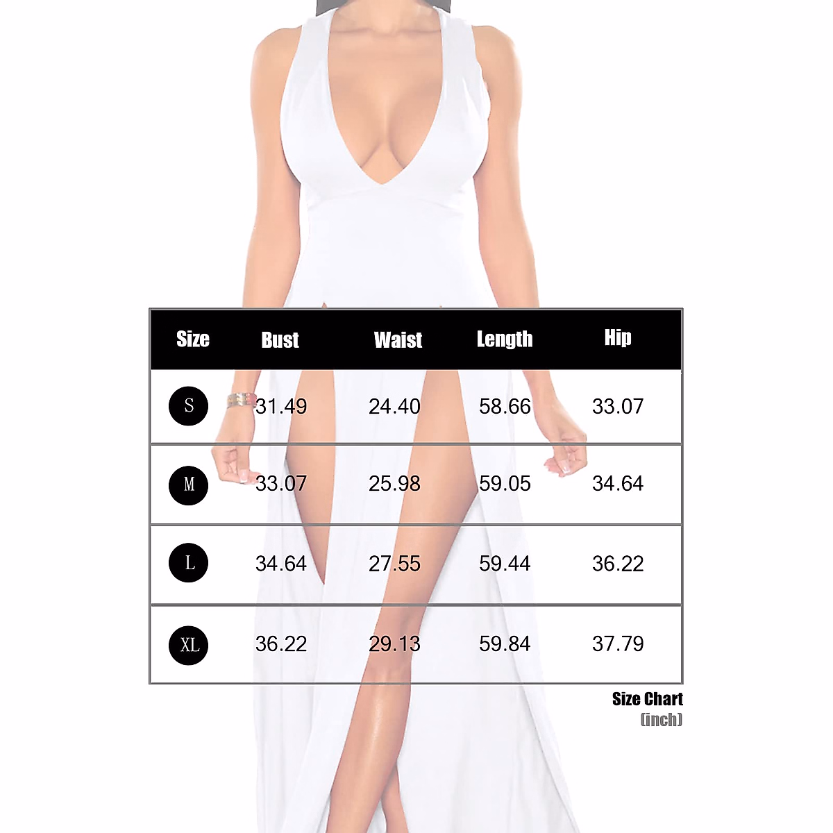 Women's Sexy Sleeveless High Side Split Bodycon Deep V Neck Bandage Dress Party Club Maxi Dresses White