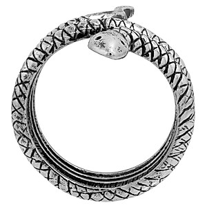 Sterling Silver Coiled Snake Ring Oxidized, size 7