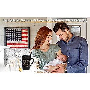 Maustic Godparents Proposal Gift, Quieres Ser Mi Padrino Madrina Est 2024 Mugs Set, Will You be My Godparents Gifts in Spanish, Padrinos De Bautizo Propuesta Gifts, Black & White 14 Oz