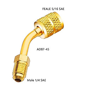R410A Adapter 5/16 inches SAE Female to 1/4 inches SAE Male Flare for Air Conditioners HVAC, 2 Straight Adapter + 2 Angled Adapter