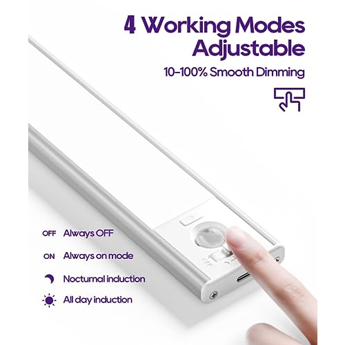 Auxoda Under Cabinet Lights, LED Lights Motion Sensor Light Indoor, Under Cabinet Lighting, 2Pack 13 Inch 7000K 56 LED Wireless USB Rechargeable Under Counter Lights, Lights for Bedroom, Closet Lights