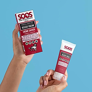Soos Pet Rescue Cream Natural Dead Sea Minerals Fast Absorbing Reduce Pain Treatment of Injuries Cuts Rashes Sores Wounds Damaged Skin for Dog and Cat - 1x Pets Rescue Cream (50ml)
