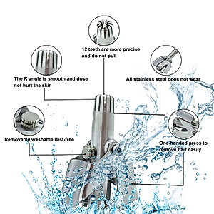 Universal Nose Hair Trimming Tweezers, Comes in Leather Sheath and Storage Packaging, Stainless Steel Manual Ear and Nose Hair Trimmer, Friendly Round Tip Not Hurt The Skin, for Noses, Sideburns