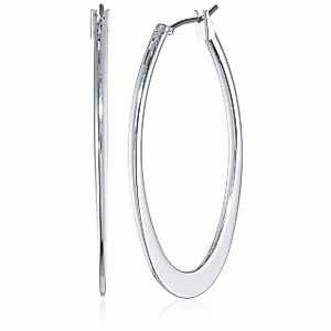Anne Klein Classics Silvertone Large Oval Hoop Earrings