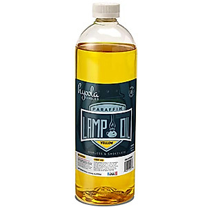 Liquid Paraffin Lamp Oil - Yellow Smokeless, Odorless, Ultra Clean Burning Fuel for Indoor and Outdoor Use - Highest Purity Available - 32oz - by Hyoola Candles