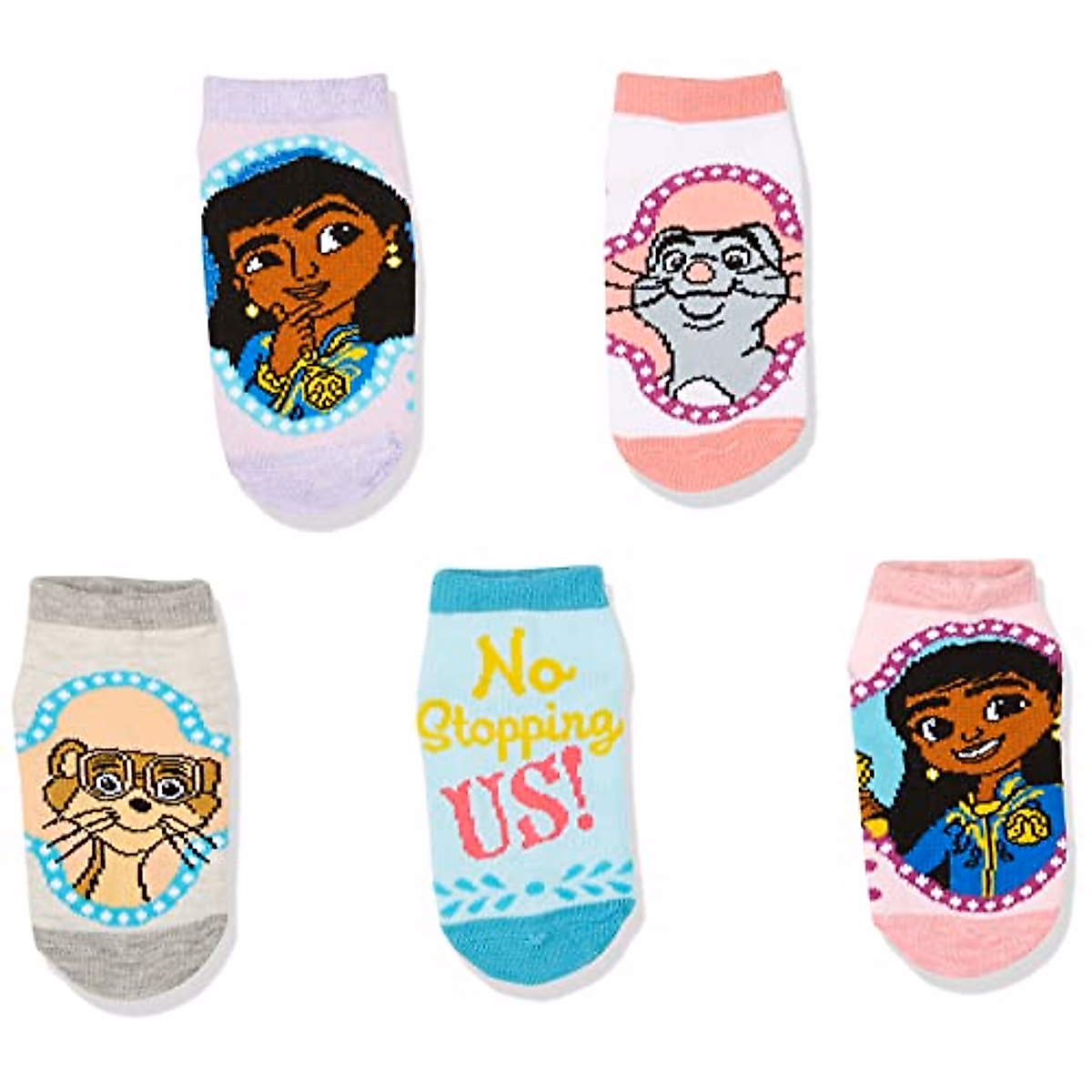 Disney Girls' Mira Royal Detective 5 Pack Shorty, Assorted Sherbert, Fits Sock Size 5-6.5 Fits Shoe Size 4-7.5
