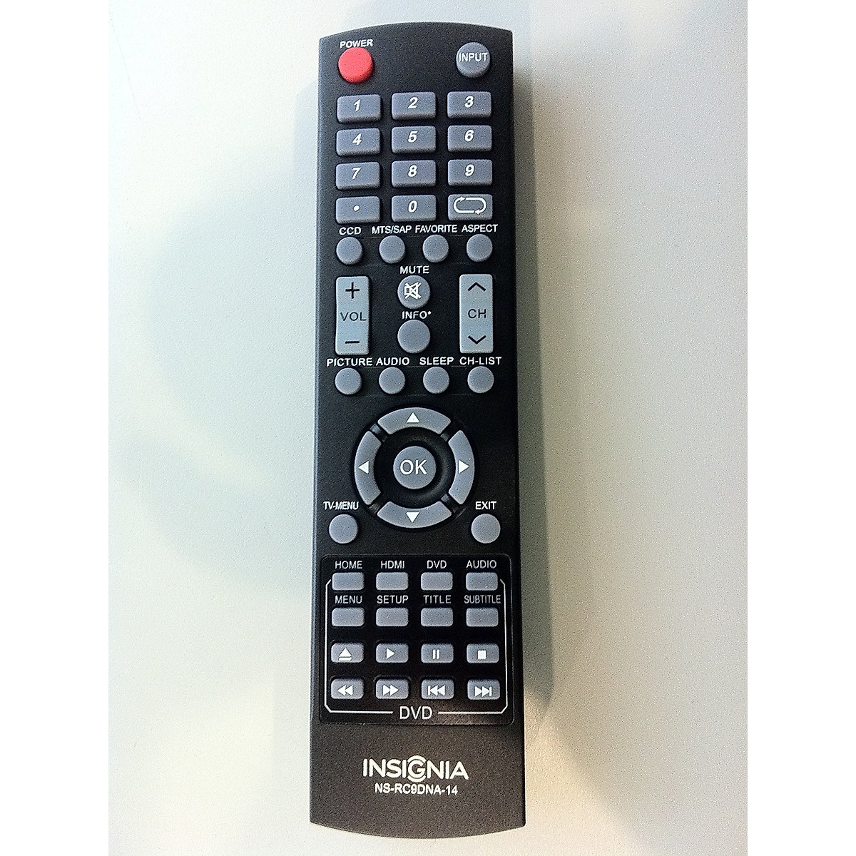 Insignia Combo DVD+TV REMOTE CONTROL for NS-28DD310NA15 NS-19ED200NA14 NS-24ED200NA14 NS-28ED200NA14 NS-32DD200NA14 NS-20ED310NA15 NS-24ED310NA15 NS-32DD310NA15 LCD LED TV