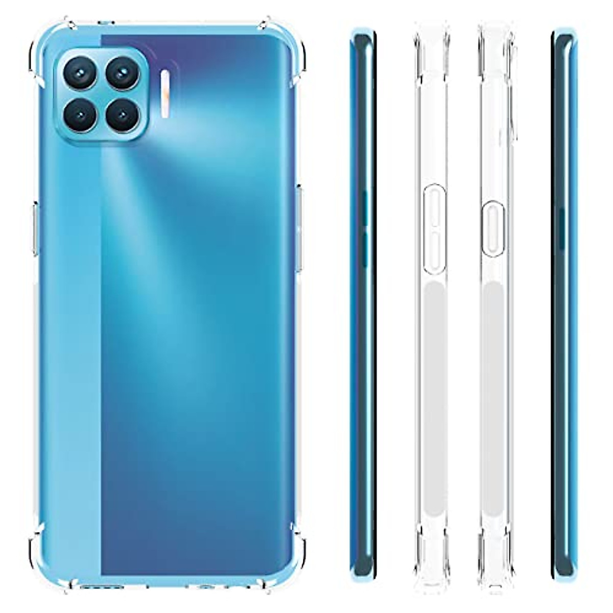 USTIYA Case for Oppo A93 4G y Oppo F17 Pro y Reno 4 Lite / 4F Clear TPU Four Corners Protective Cover Transparent Soft funda