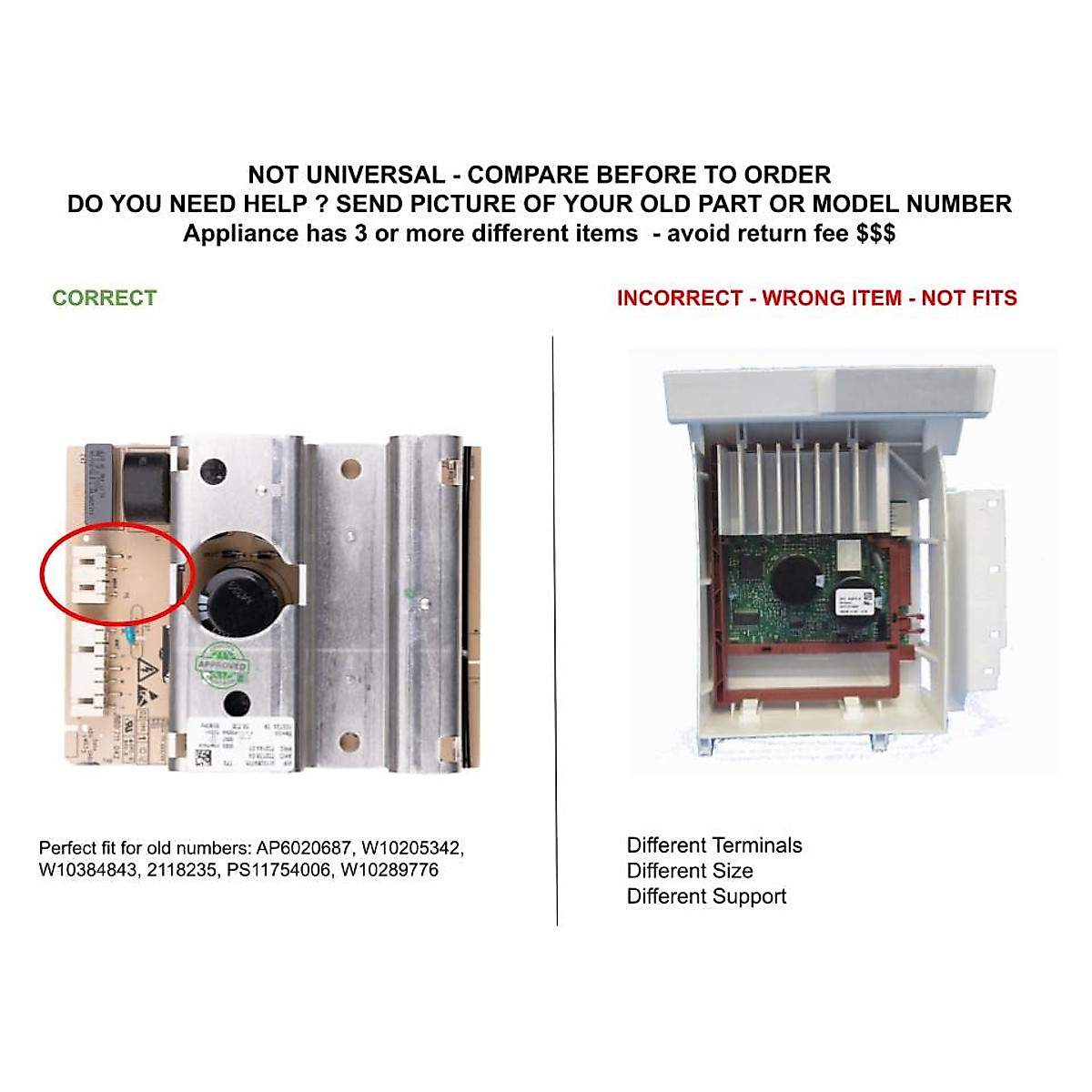GLOB PRO SOLUTIONS W10205342 2118235 W10289776 W10384843 CKD2899 Motor Control Unit compatible with Amana, Inglis, Maytag Whirlpool