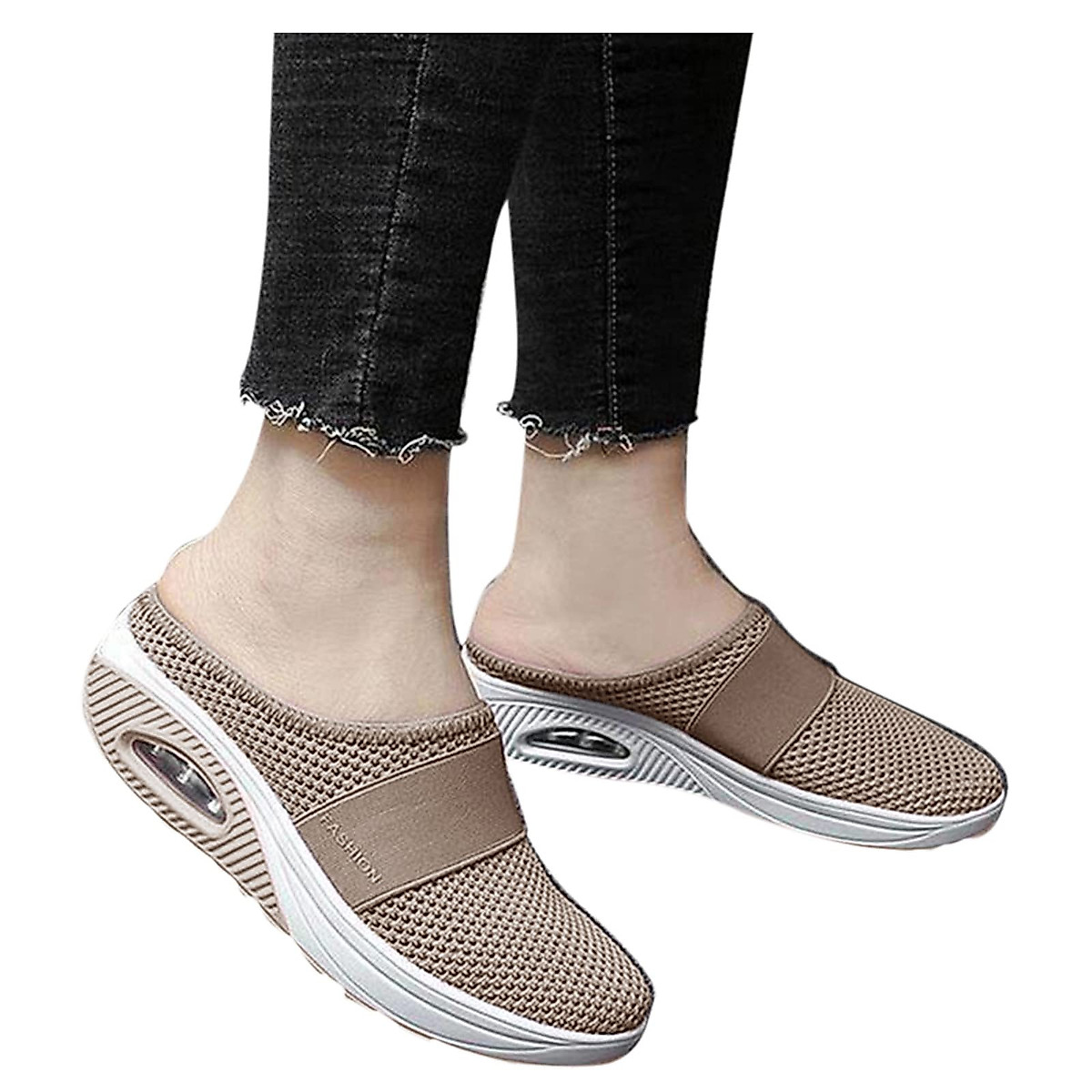 JWSVBF Wide Width Sneakers Sandals for Women, Mesh Slingback Breathable Casual Wedges Thick Sole Slipper, Fashion Sandals Women Comfortable Closed Toe, Non-Slip Fitness Running Sports Shoes