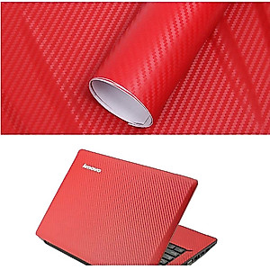 Silence Shopping 3D Carbon Fiber Vinyl Car DIY Wrap Sheet Roll Film Sticker Decal - Red Color 127X30cm 50"X11.8" (Red)