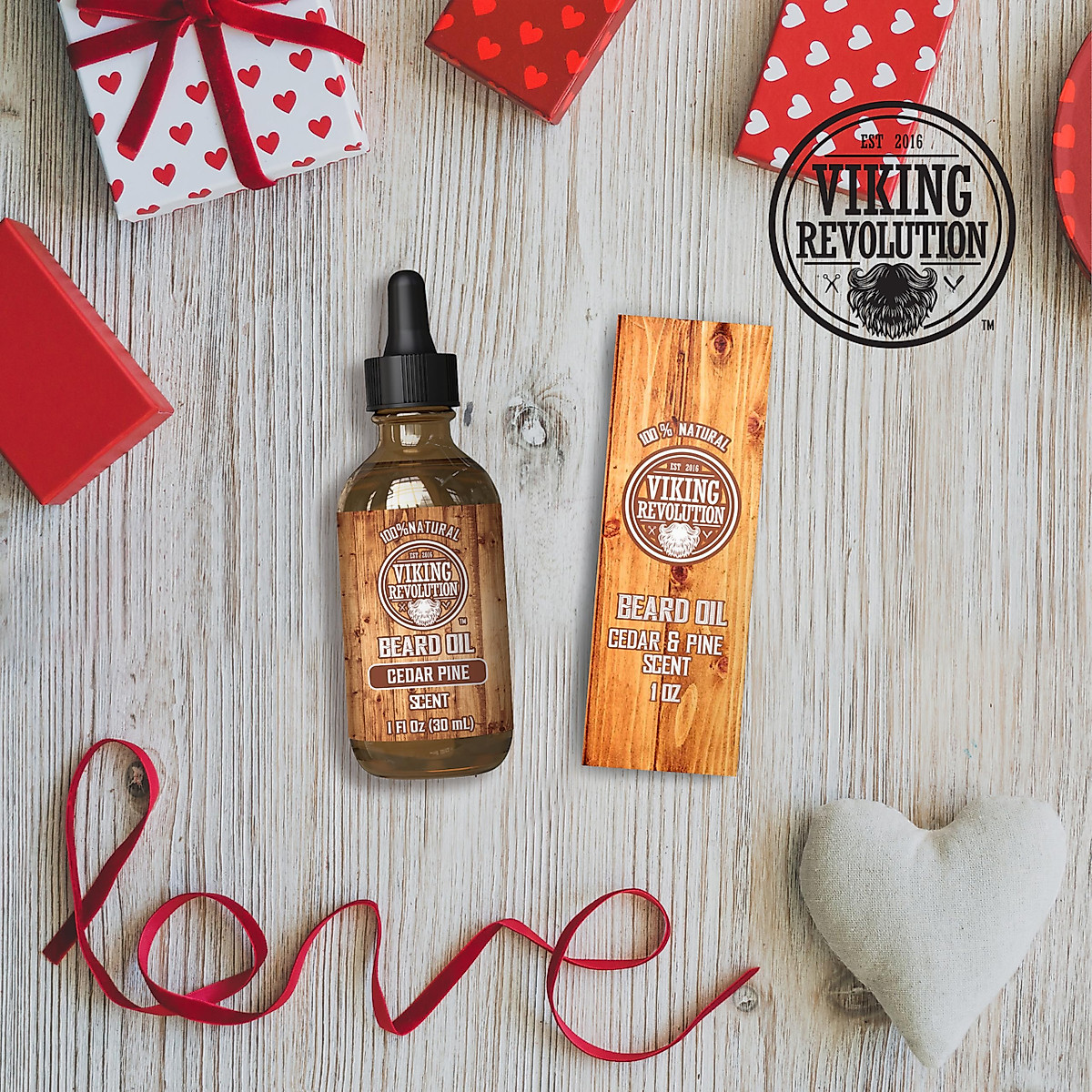 Viking Revolution Cedar and Pine Beard Oil for Men - Natural Argan and Jojoba Beard Softener, Conditioner for Strengthening and Moisturizing (1 Pack)