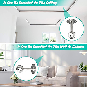 Creatyi Heavy Duty Closet Rod Brackets Closet Shower Curtain Rod Bracket Ceiling-Mount Brackets Closet Rod Holders Closet Pole Sockets Closet Rod Supports for 1 1/4 Inch Rod (4 PCS, Silver)