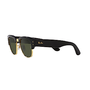 Ray-Ban RB0316S Mega Clubmaster Square Sunglasses, Black on Gold/Green, 53 mm
