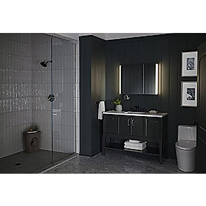 KOHLER K-81146-SLE-DA1 Maxstow Medicine Cabinet with LED Light, Mirror Doors & Staggered Shelves, Rectangular Frame, 32" x 24"