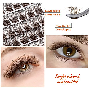 Cluster Lashes, Crislashes Lash Clusters 13 Rows Soft, DIY Eyelash Extensions, 78 PCS Resuable Cluster Eyelash Extensions at Home (F16 Mix 8-16mm-Brown)