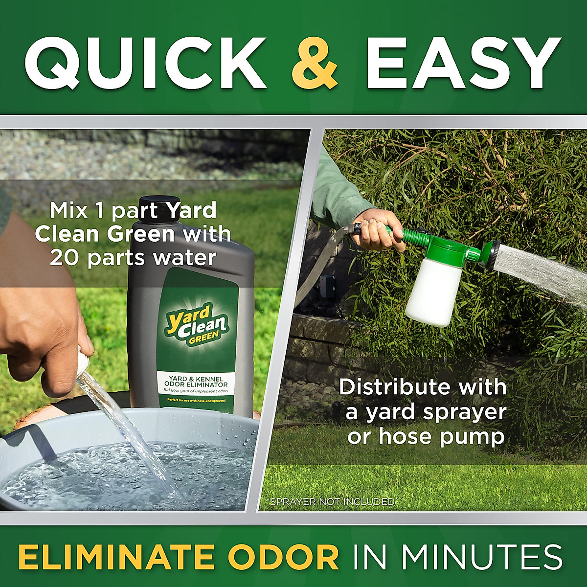 Urine Off Yard Clean Green Yard and Kennel Odor Eliminator | Cat & Dog Urine Off Odor Eliminator | Earth Friendly | Concentrate 20:1 | 32 oz.