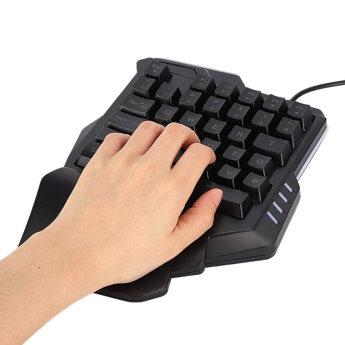 One Hand Gaming Keyboard, OneHanded Throne Left Hand Mechanical Keypad Mobile Game External, Ergonomic High and Low Key Design for Better Gaming Experenice