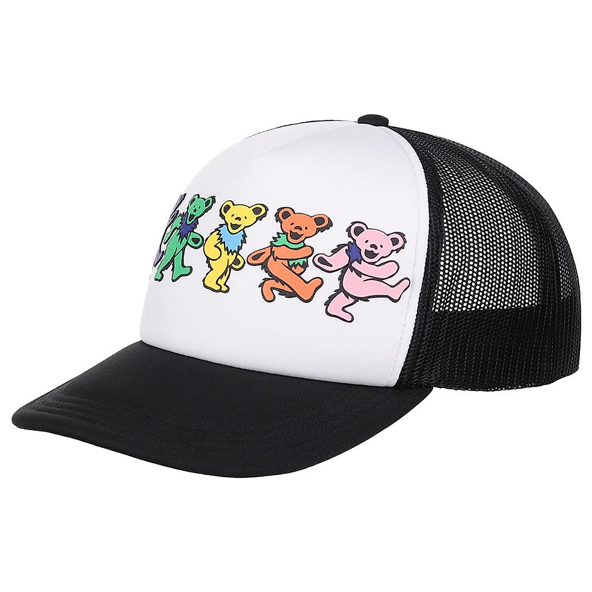 Grateful Dead Dancing Bears Foam Trucker Adjustable Snapback Hat BLK/WHT, Black/White