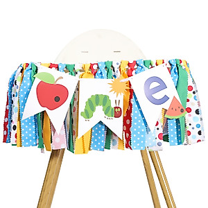 Caterpillar High Chair Banner,Very Hungry Caterpillar 1st Birthday High Chair Banner,Caterpillar Highchair Banner Photo Backdrop,Fruit Boy Girl First Birthday,Baby 1st Birthday Party Decorations