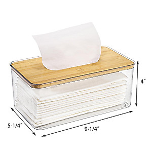 Jucoan 2 Pack Clear Acrylic Tissue Box Cover, Rectangle Paper Facial Tissue Box Holder, Dryer Sheet Dispenser for Laundry Room, Bathroom, Kitchen, Home