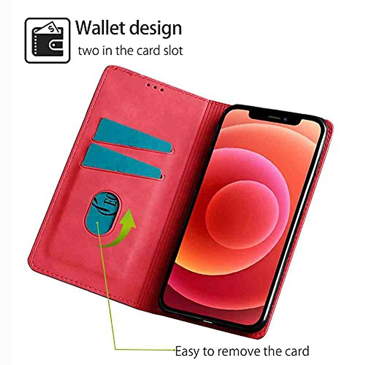CyrGuard Phone Cover Wallet Folio Case for Oppo Reno 2, Premium PU Leather Slim Fit Cover for Reno 2, Good Design, Red