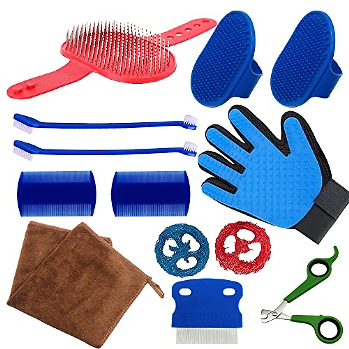 NA Allazone 13 PCS Rabbit Grooming Kit Small Animal Grooming Supplies, Double-Sided Comb, Rabbit Brush for Shedding, Nail Clipper and Trimmer, Toothbrush for Bunny Rabbit Hamster