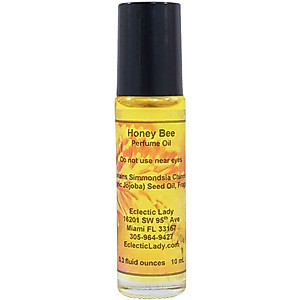 Honey Bee Perfume Oil, 0.3 Oz Portable Roll-On Fragrance with Long-Lasting Scent, Delightful Essential Oils and Jojoba Oil For Daily Use