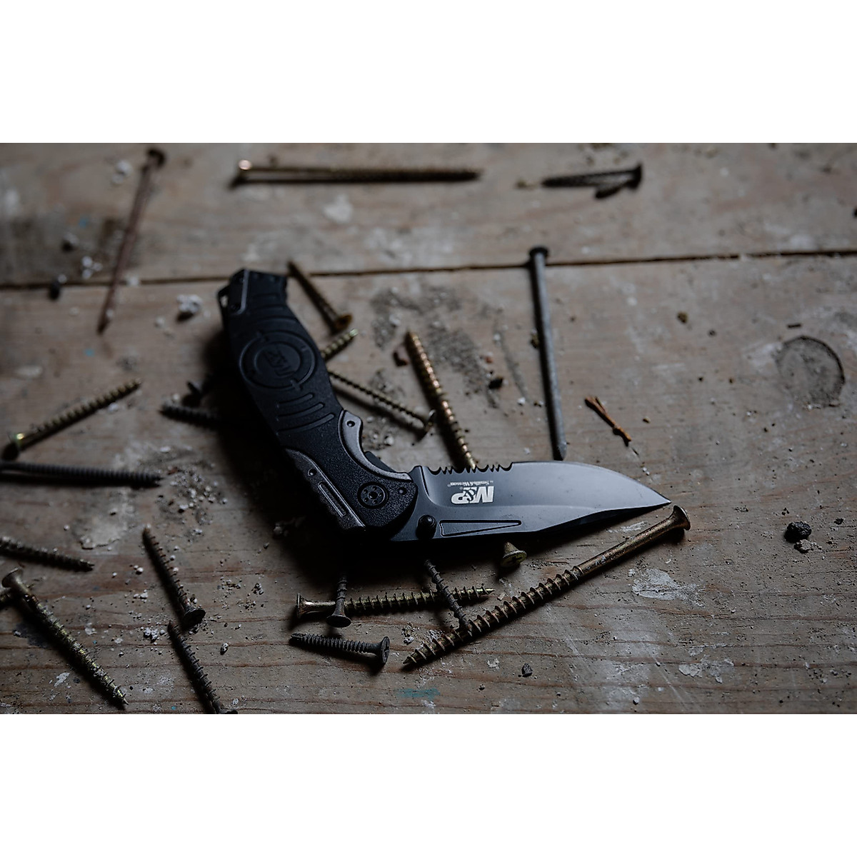 Smith & Wesson M&P SWMP13GS 8.2in High Carbon S.S. Folding Knife with 3.5in Serrated Clip Point Blade and Aluminum Handle for Outdoor, Tactical, Survival and EDC,Black